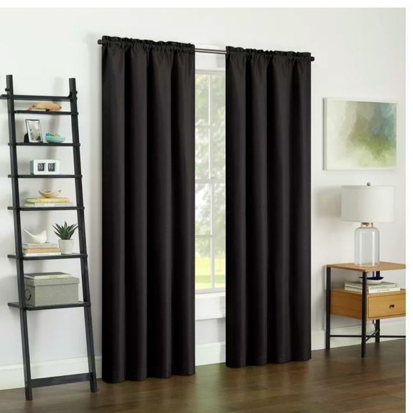 Eclipse | Other | Eclipse Samara Solid Color Blackout Rod Pocket 2 Curtain Panel Black 42 X 84 ...